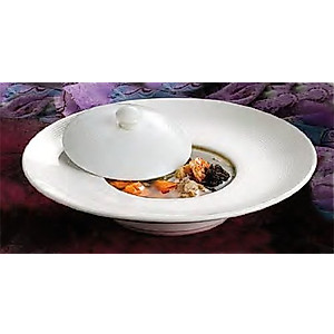CAC China HMY-122 10-Inch Harmony Porcelain Wide Rim Pasta Bowl, 7-Ounce, White, Box of 12