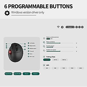 DeLUX Bluetooth Trackball Mouse, Wireless Ergonomic Rollerball Mouse with 2400DPI, Smooth Easy Thumb Control, 3 Devices Connection, Compatible for Windows, PC, Mac (MT1-White)