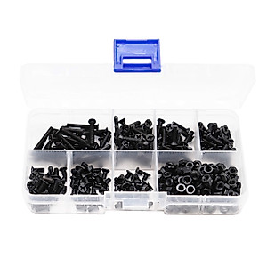 binifiMux M3 Screws Kit, M3 Flat Head Machine Screws, 360pcs (7 Sizes) M3-0.5mm Black Countersunk Flat Head Phillips Machine Screws and Hex Nuts Kit for 3D Printer Robot Project Toys RC Models