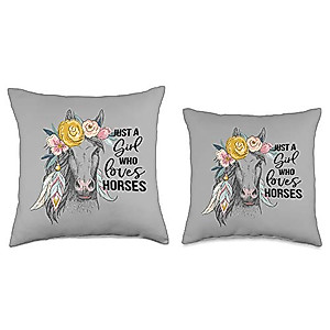 Horse Shirts by Southerngal Pretty Cowgirl Gifts for Girls Who Love Horses Boho Western Throw Pillow, 18x18, Multicolor