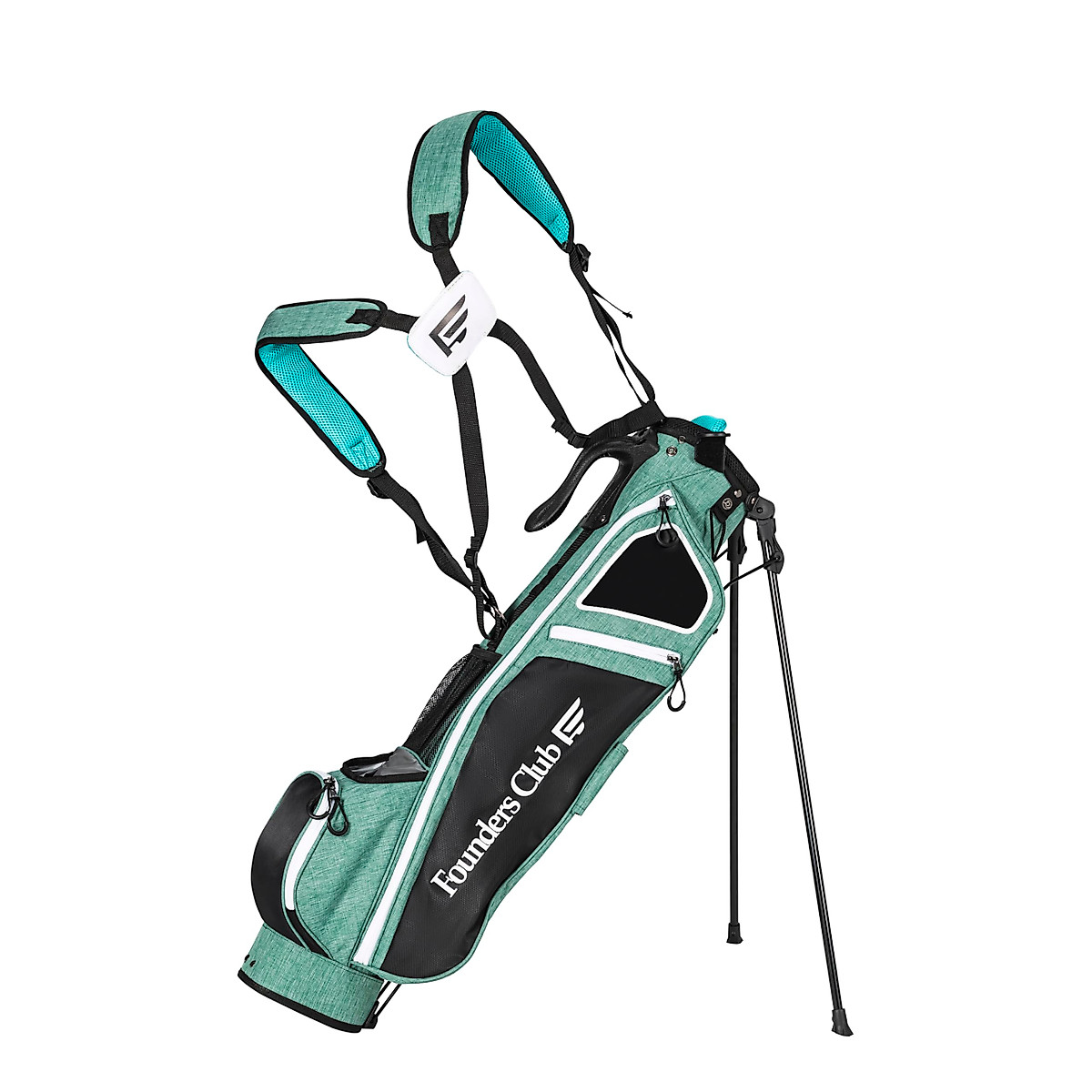Founders Club Lightweight Sunday Golf Bag with Dual Strap and Stand -Easy to Carry Pitch & Putt- Driving Range - Par 3 Stand Bag (Green)