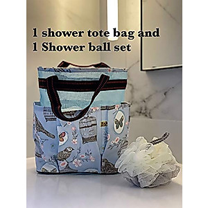 ROMYtendency Shower caddy, mesh shower tote bag, multi storage bath caddy with Shower ball set