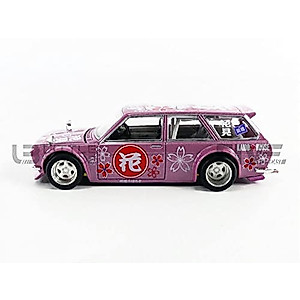 Truescale Miniatures 1971 Datsun 510 Wagon Hanami V1 Pink (Designed by Jun Imai) Kaido House Special 1/64 Diecast Model Car by True Scale Miniatures KHMG012