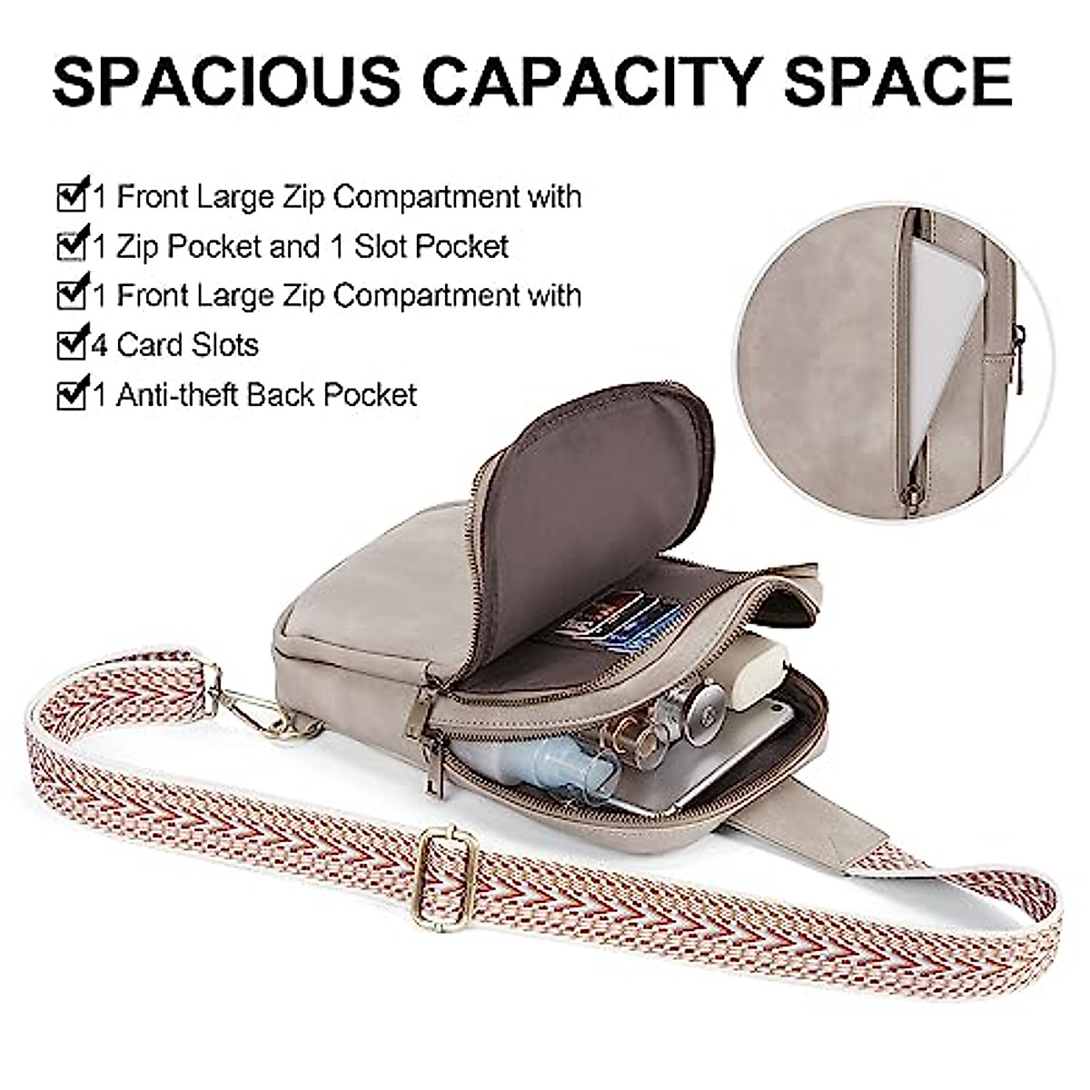 CLUCI Crossbody Bags for Women Sling Bag for Women Men Leather Large Cross Body Bag for Woman Sling Backpack Crossbody Backpack for Travel Hiking Outing