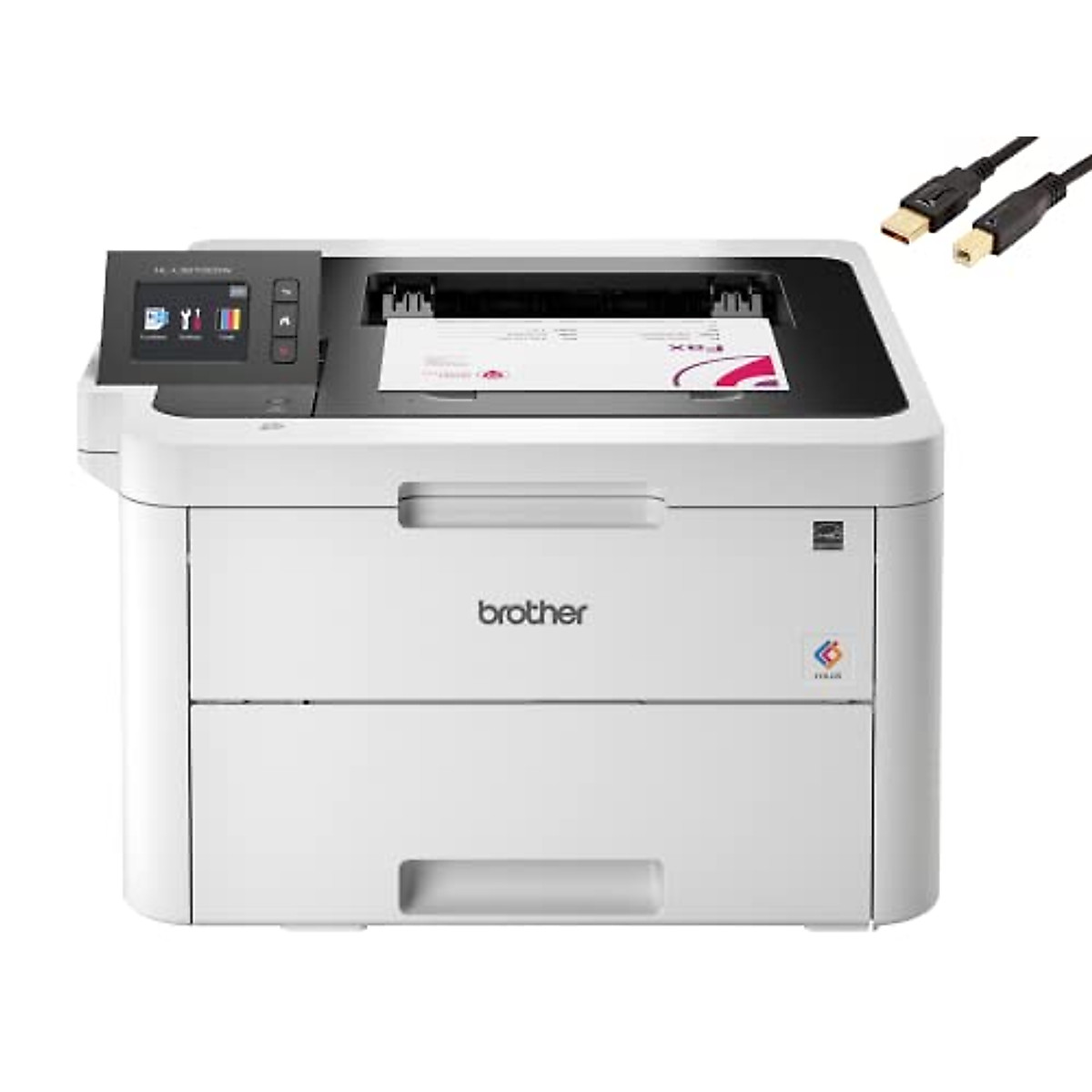Brother HL-L32 70CDW Wireless Color Laser Printer,25ppm,up to 600 x 2400 dpi,2.7” Color Touch,Automatic duplex (2-sided),Durlyfish USB Printer Cable