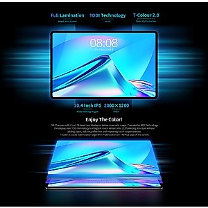 Tablet Computer, TeclastT40 Plus 10.4 Inch Android 11 Tablet 2000×1200 IPS 8GB RAM 128GB ROM Dual 4G Network and Ac Dual-Band WiFi Bluetooth 5.0 (Tablet with Bluetooth Keyboard)