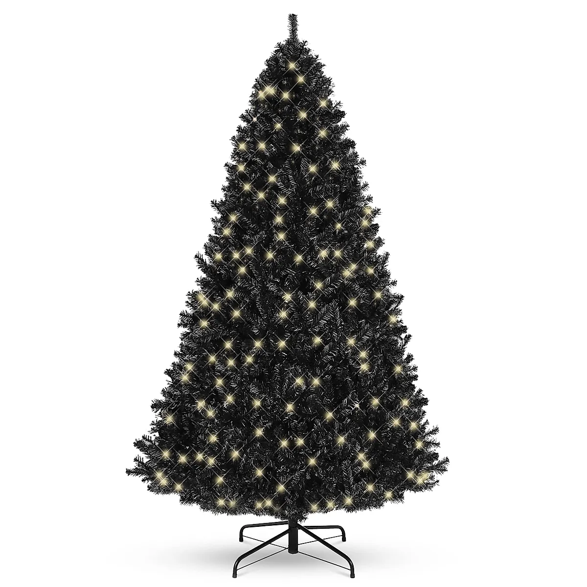 Best Choice Products 6ft Pre-Lit Black Christmas Tree, Full Artificial Holiday Decoration for Home, Office, Party Decoration w/ 947 Branch Tips, 250 Lights, Metal Hinges, Foldable Base