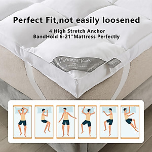 Naluka Mattress Topper Twin Size, Down Alternative Overfilled White Pillow Top Mattress Cover Plush Super Soft 2 Inch Thick Mattress Pad