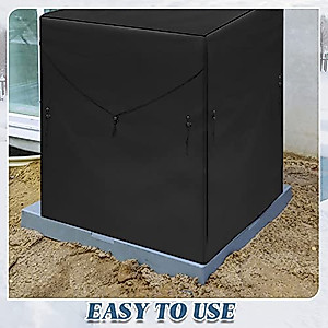 Pool Heat Pump Equipment Cover, 40 x 34 x 31 Inch, Black Heavy Duty Square 600D Oxford Cloth Pool Heater Cover with Waterproof PVC Inner Layer for Swimming Pool Heat Pump