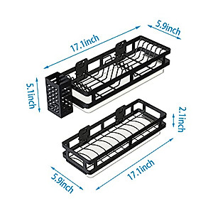 Virgorack Dish Rack, Wall Mounted Stainless Steel Dish Drying Rack, Kitchen Storage with Dish Drainer and Hanging Chopsticks Holder (2 Tier)