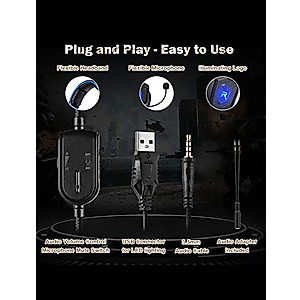 GIZORI Gaming Headset, Xbox Headset, Gaming Headphones with Microphone Surround Sound, Noise Canceling with Mic & LED Light, Compatible with PC PS5, PS4, PS2, Xbox Series, Sega Dreamcast, Laptop, Blue