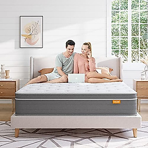 Sweetnight Hybrid Mattress, 10 Inch Full-Size Mattress In a Box - Sleep Cooler with Euro Pillow Top Gel Memory Foam, Individually Wrapped Pocket Springs Hybrid Mattresses for Motion Isolation