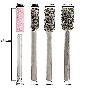 DUO ER 5pcs Diamond Coated Cylindrical Burr 4mm Chainsaw Sharpener Stone File Chain Saw Sharpening Carving Grinding Tools (Color : Diamond 6mm)