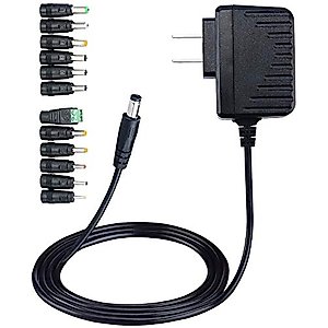 Geeon 12V AC DC Adapter 500mA 6W Transformer Charger with 12PCS Replacement Plug Connectors UL Listed (For 12 Volt Device ONLY)