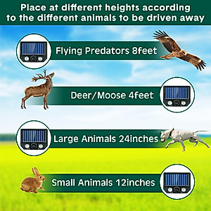 Qualirey 4 Pack Solar Ultrasonic Cat Repellent Outdoor Deer Repellent Devices with Strobe Flashing Light Waterproof Solar Animal Repeller Fox Deterrent for Wolves Dog Garden Yard