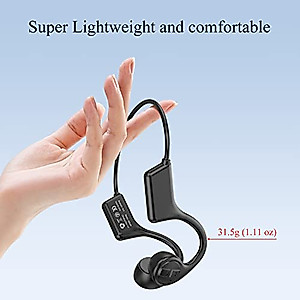 Kinglucky Wireless Bone Conduction Headphones, Open-Ear Bluetooth Sport Headphones - Sweat Resistant Earphones for Cycling,Workouts and Night Running - Built-in Noise Cancelling Mic(Black)