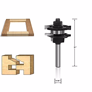 LEATBUY 3PCS Router Bit Set 1/4-Inch Shank, Round Over Raised Panel Cabinet Door Ogee Rail and Stile Router Bits, Woodworking Wood Cutter, Wood Carbide Milling Tool(1/4-Line)