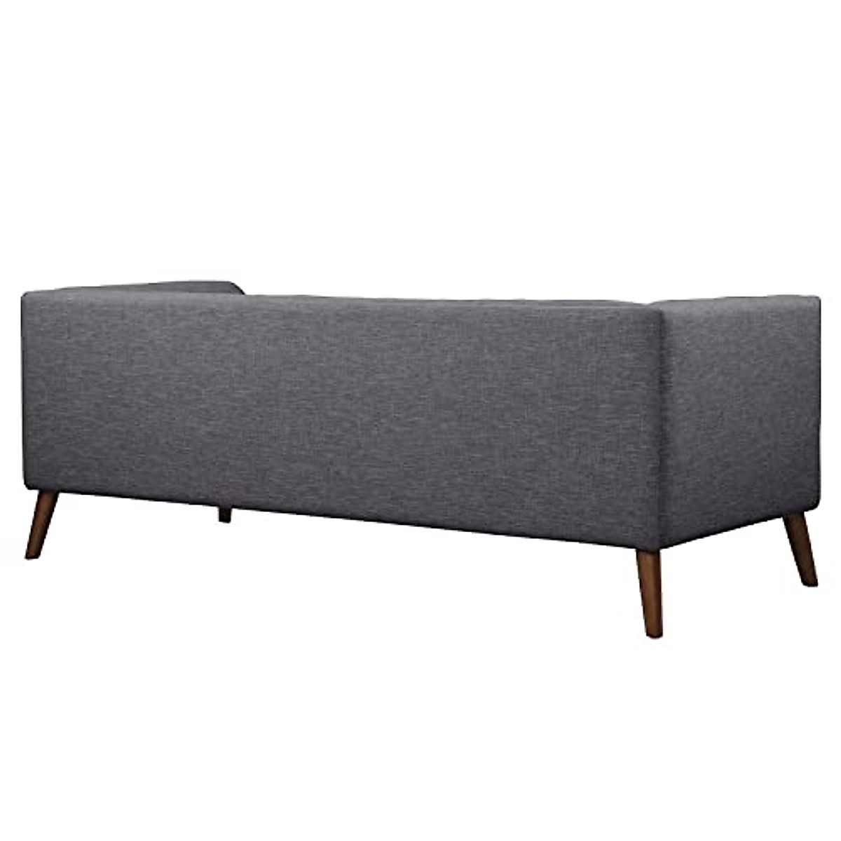Armen Living Hudson Sofa in Dark Grey Linen and Walnut Wood Finish