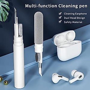 AKIKI Cleaner Kit for Airpods, Earbuds Cleaning kit for Airpods Pro 1 2 3, Phone Cleaner kit with Brush for Bluetooth Earbuds Cleaner, Wireless Earphones,iPhone,Laptop, Camera (White)