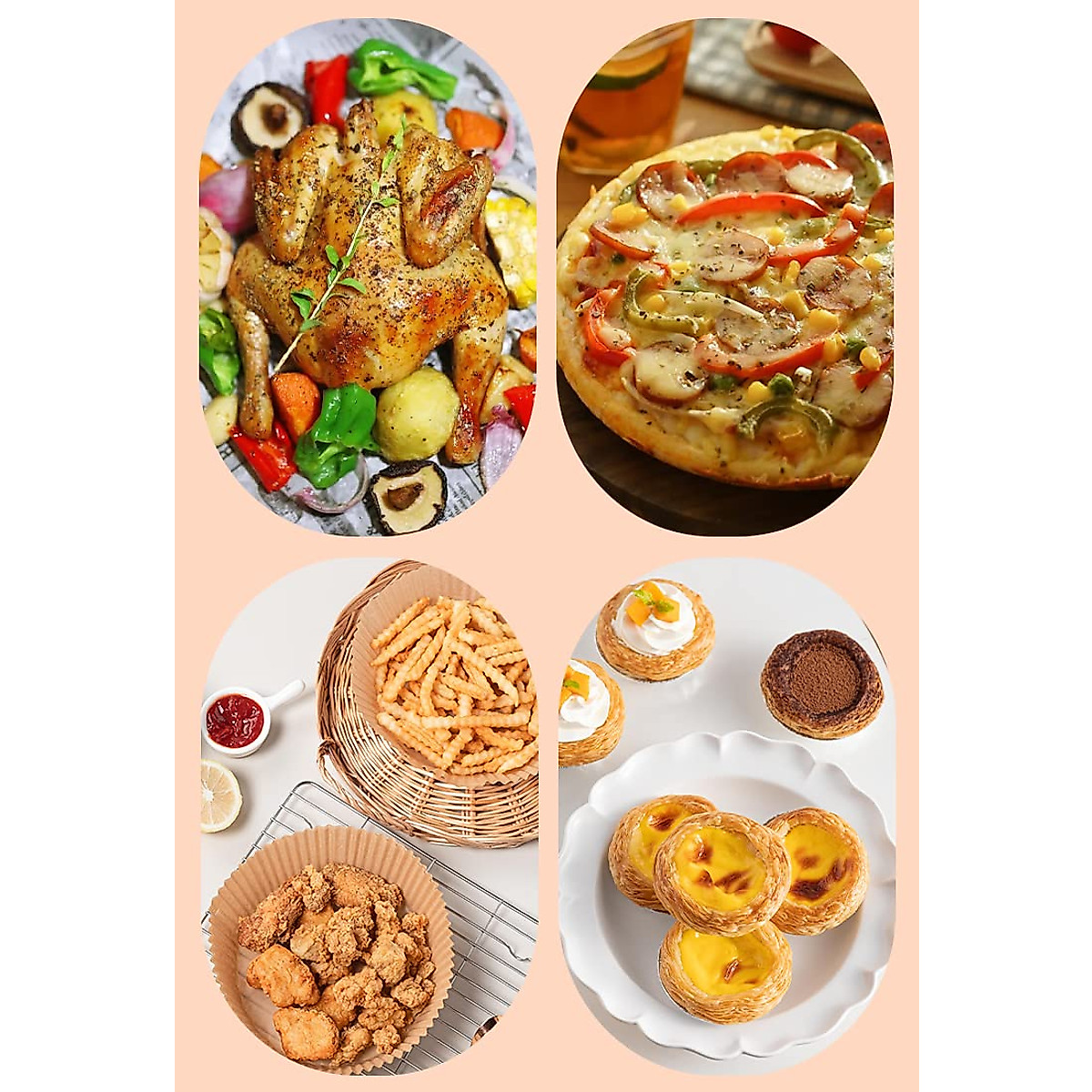 Air Fryer Disposable Paper Liner, 100PCS [ Large Size ] Non-stick Disposable Liners for 5-8QT Air Fryer