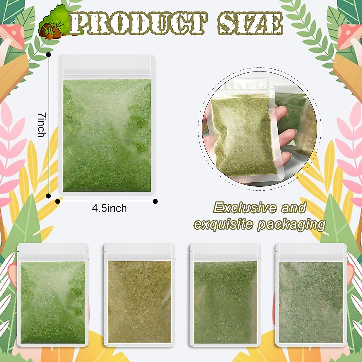 Warmtree 4Pcs Mixed Static Grass Terrain Powder 3mm Diorama Grass Model Grass Diorama Supplies Terrain Model Kit Sand Table Simulation Landscape War Game Miniatures Fairy Garden