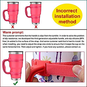 Yoelike 11 Colors New Upgrade Anti-Slip Adjustable Handle Fit for 20 Oz to 44 Oz of YETI, RTIC, Ozark Trail, Simple Modern, SIC, SUNWILL, Tervis All Brand Travel Tumbler Cup Mug (Red)