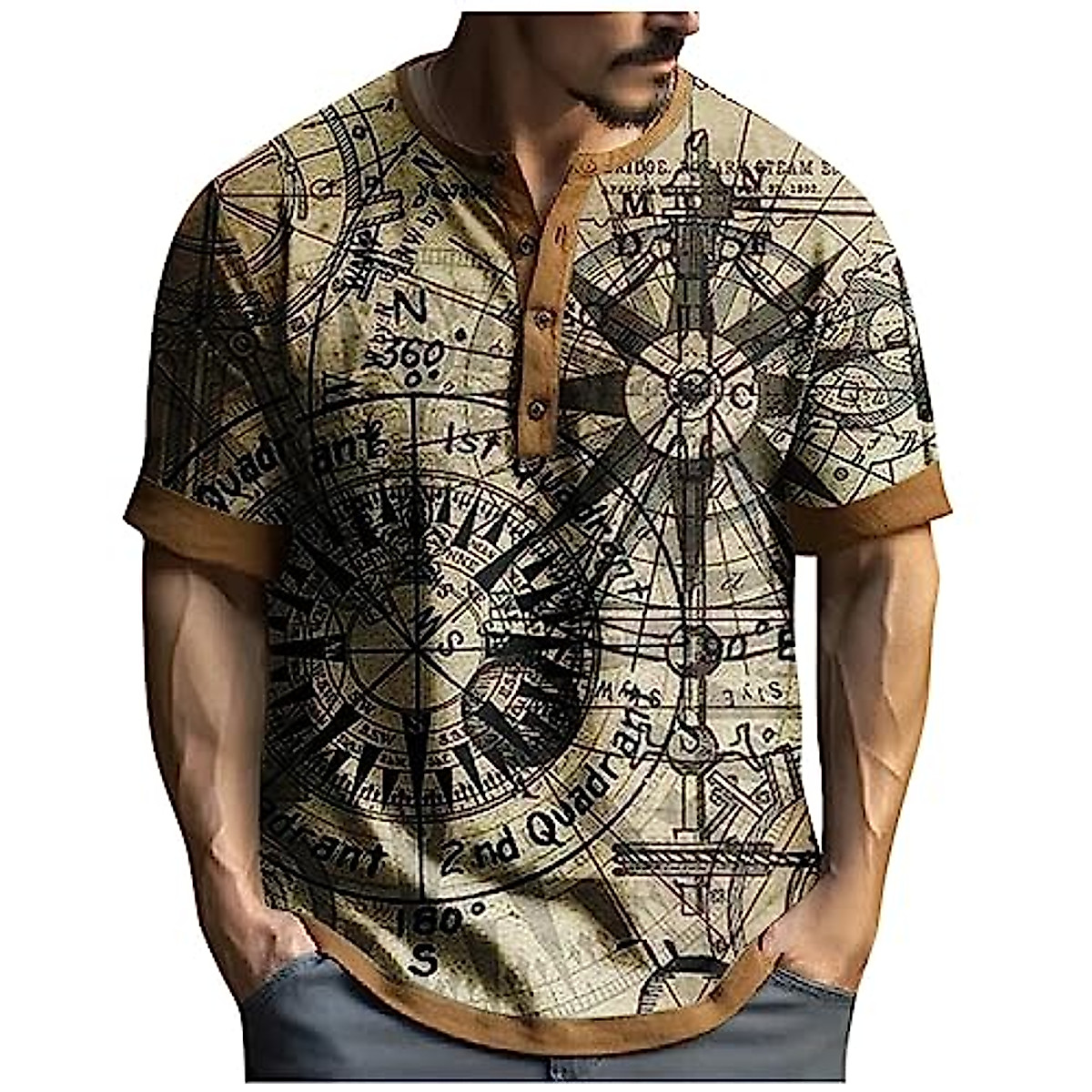 Mens Henley Short Sleeve Mens Long Sleeve Henley Henley Tee Shirts for Men Men Henley Short Sleeve Henley Shirts Mens Henley Shirts, White Shirts for Men Mens Cream Shirt(6-Khaki,3X-Large)