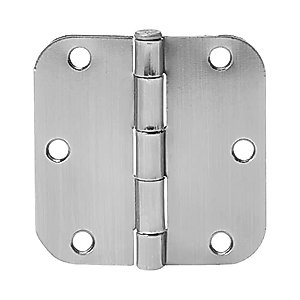 Amazon Basics Interior Door Hinge, Rounded, 3.5 x 3.5 Inch, Satin Nickel - Pack of 18