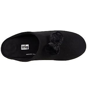 FitFlop Chrissie Pom-Pom Slippers All Black 5 M (B)