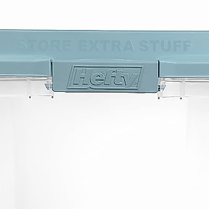 Hefty HI-RISE Stackable Storage Bins - Under Bed Storage Containers with Lids, Shoe Organizer, Plastic Storage Bins, Clear Shoe Boxes with XL Lid-Locking Latches, Durable Double Rim - 18qt (8 Pack)