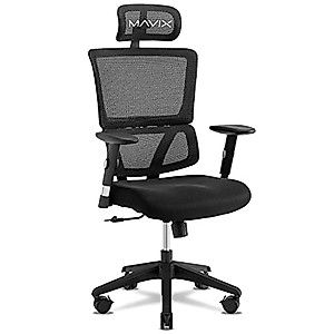 MAVIX M4 Gaming Chair: 19.5” Mesh Seat, DVL, Fixed Back Recline - Airy Comfort/Responsive Support/Adjustable Features for Gamers (Black)