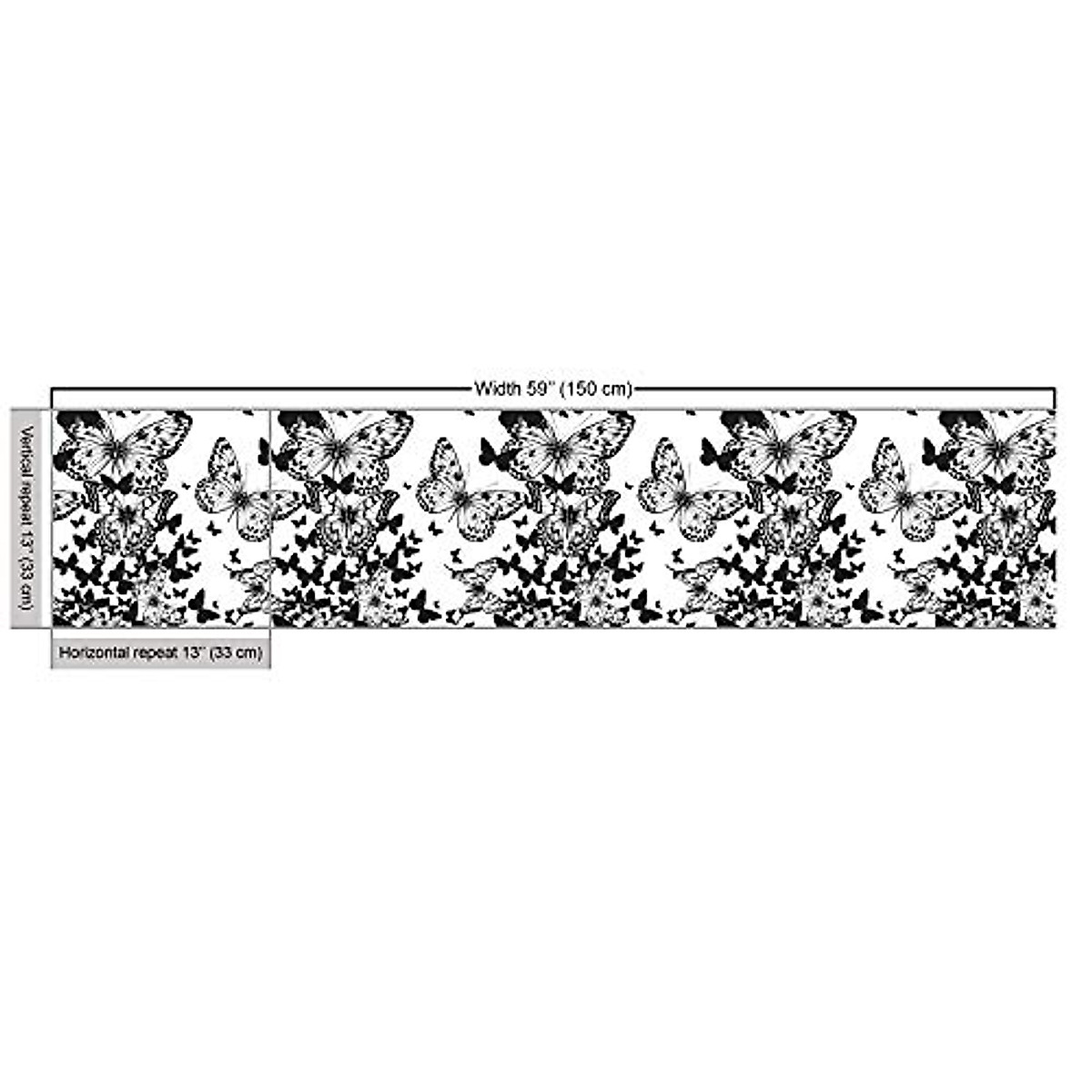 Ambesonne Black and White Fabric by The Yard, Starry Night Drifter Butterfly Silhouettes Monochrome Sketch Style Fauna, Decorative Fabric for Upholstery and Home Accents, 1 Yard, White Black