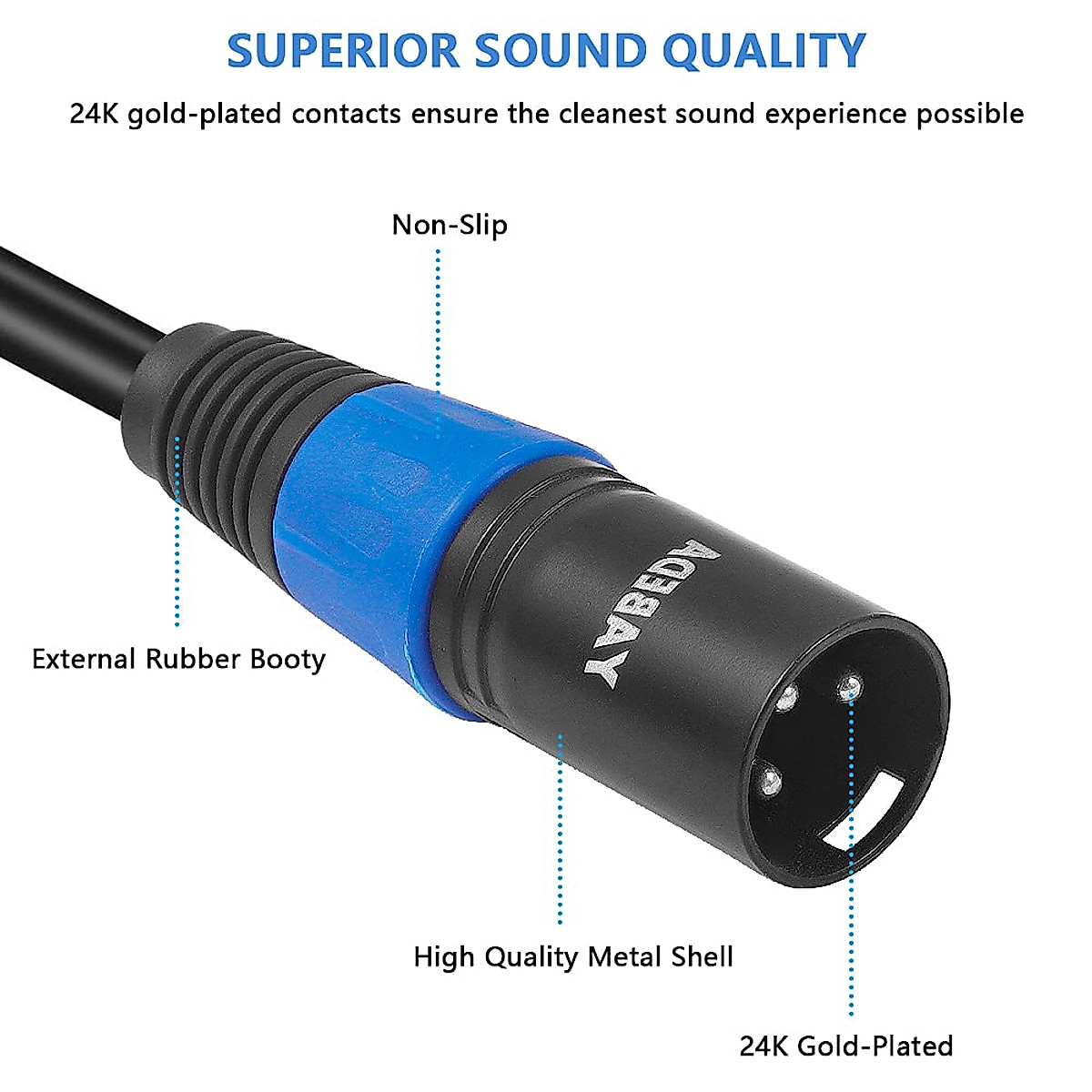 YABEDA 1/4 to XLR Cable,Balanced 1/4" Female to XLR Male Stereo Audio Adapter,Quarter inch TS/TRS to XLR Male Connector Converter Interconnect Cable - 1.6 Feet