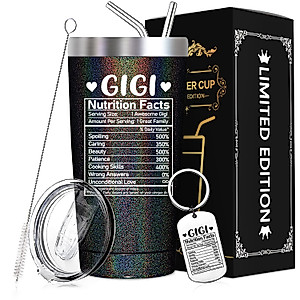 SpenMeta Gigi Gifts for Grandma - Gigi Mothers Day Gift, Gigi Nutrition Facts Tumbler - Mothers Day Gift for Grandma, Birthday, Christmas Gift for Gigi - 20oz Gigi Tumbler Cup
