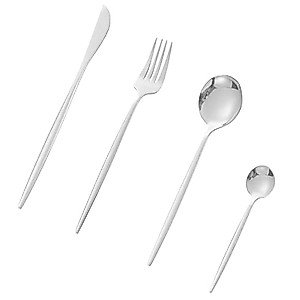 410 Stainless Steel 12 Pieces Shiny Restaurant Tableware Cutlery Set Serving Utensils Set (Silver)