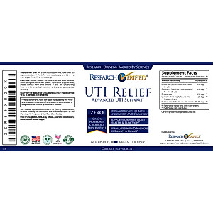 Research Verified UTI Relief - Urinary Tract Support Supplement - 100% Natural, Vegan with Lingonberry, Cranberry & D-Mannose - 1 Bottle (1 Month Supply)