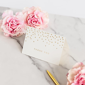 50 PCS Thank You Cards with Gold Foil Dots, 3.5" x 5", Thank You Notes, Ivory Thank You Cards With Envelopes for Wedding, Business, Baby Shower, Small Business, Funeral, Graduation.