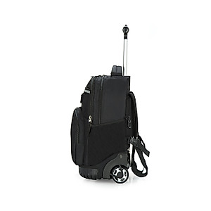 Tilami Unisex-Children Wheeled Rolling Backpack for Laptop, School, College and Travel - Waterproof - 18inch - Black