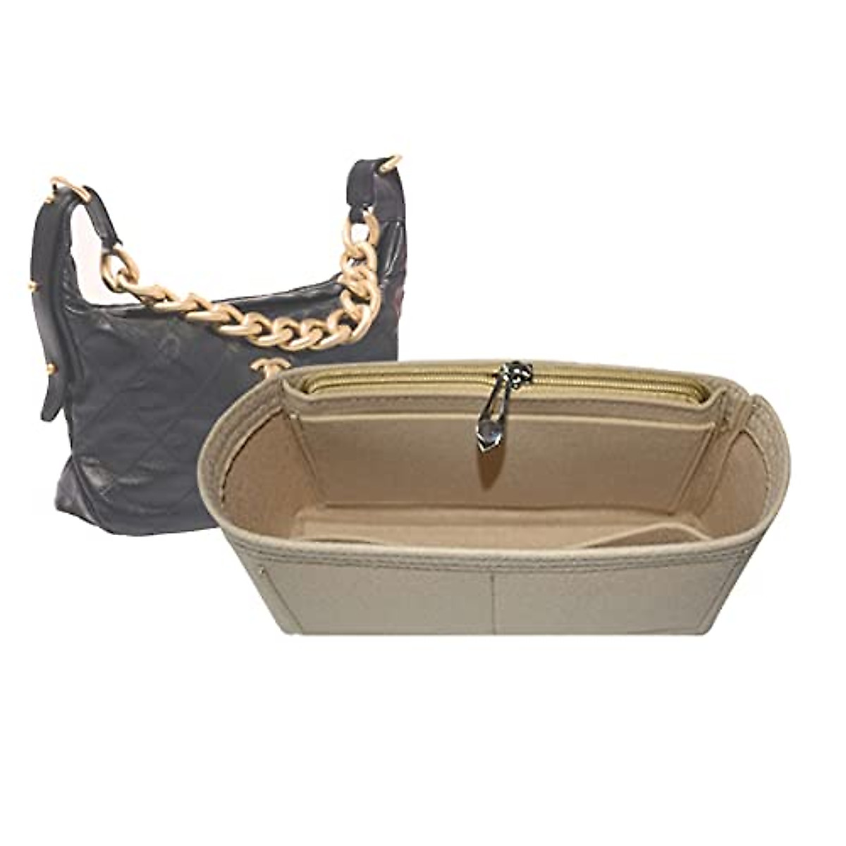 Felt Purse Organizer Insert, for Chanel Chanel24c HOBO armpit bag, inner bag lined with street bag2063Beige