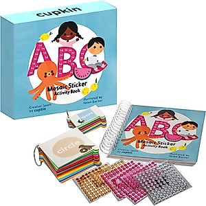 Cupkin Mosaic Sticker Art Kits for Kids and Adults - ABC Mosaics Art Craft Kit for Boys and Girls - 52 Page Sticker by Number Mosaic Kit with 3,000+ Jewel + Foam Stickers + Coloring Book for Kids