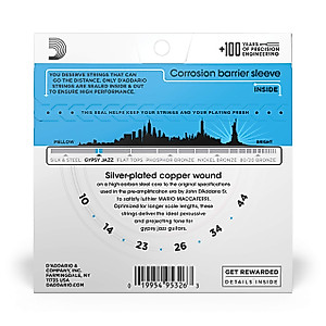 D'Addario Gypsy Jazz Acoustic Guitar Strings - EJ83L - Ball End - Light, 10-44