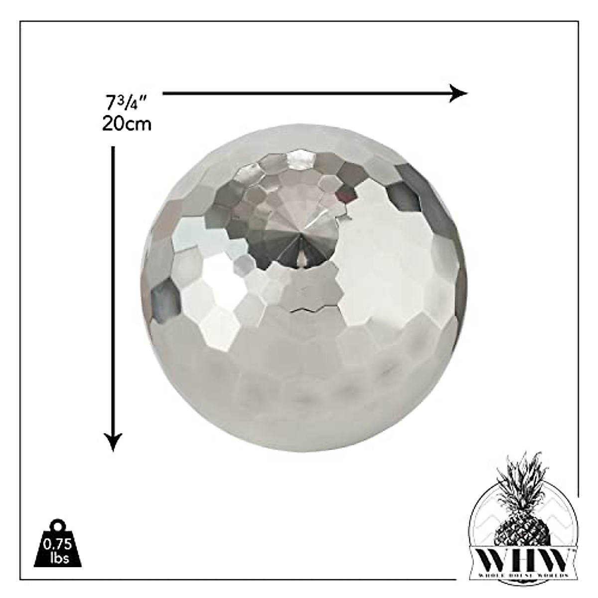 WHW Whole House Worlds Crosby Street Stainless Steel Gazing Ball for Homes and Gardens, 7.75 Inches Diameter, Faceted Mirror Surface
