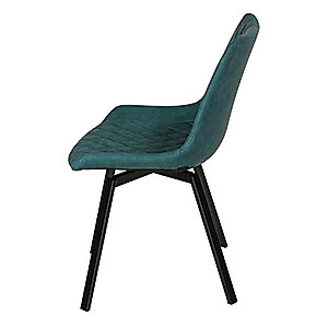 Cortesi Home Azov Swivel Dining Chairs, Set of 2, Deep Aqua Faux Leather