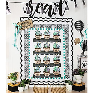 Schoolgirl Style Birthday Bulletin Board Set, Simply Stylish Classroom Decorations, 79 Pieces