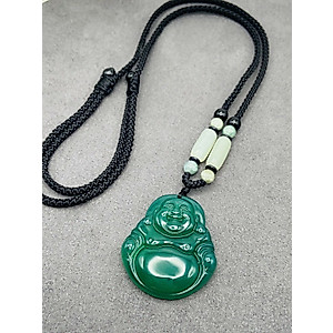 1 pc Chinese Green Jade Jewelry Lucky Smiling Buddha Charm Pendant
