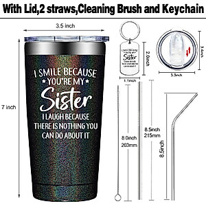 Grifarny Sister Gifts from Sister - Sister Birthday Gifts - Sister Christmas Gifts - Mothers Day Gift for Sister - I Smile Because Your are My Sister Tumbler Cup 20oz