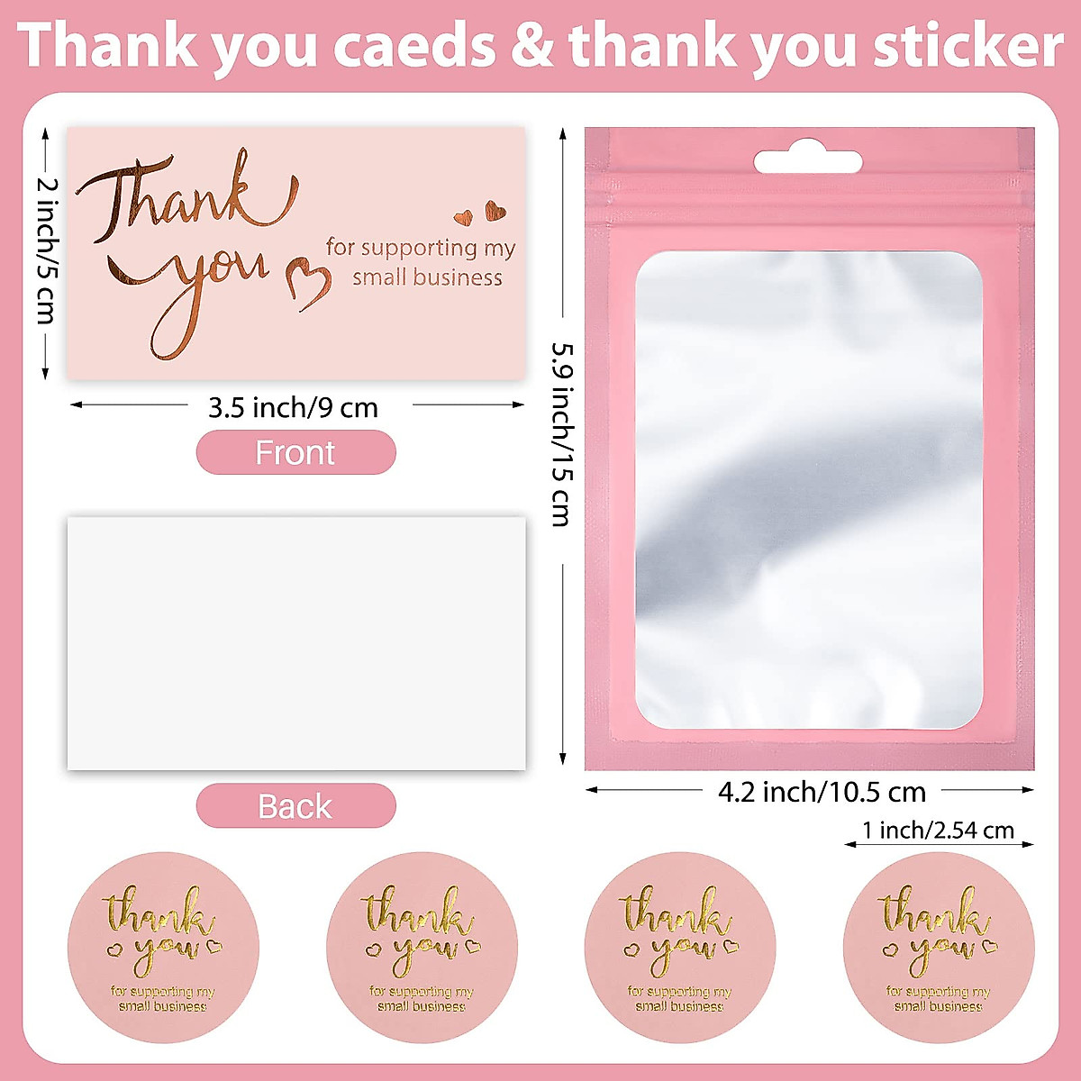 Epakh 1140 Pieces Thank You Card and Sticker Set Multicolor Classic Style include 100 Thank You Business Cards for Wedding Business(Classic Style)