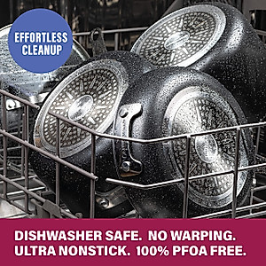 Granitestone Stackable Pots and Pans Set Nonstick, 10 Piece Space Saving Complete Kitchen Cookware Set with Ultra Nonstick Mineral & Diamond Coating, Oven & Dishwasher Safe, Healthy & Toxin Free-Black