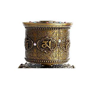 Tibetan Prayer Wheel, Buddhist Prayer Wheel, Table Top Prayer Wheel - Tibetan Buddhist Table Top Prayer Wheel, Tibetan Table Spinning Wheel for Relaxation/Meditation/Yoga