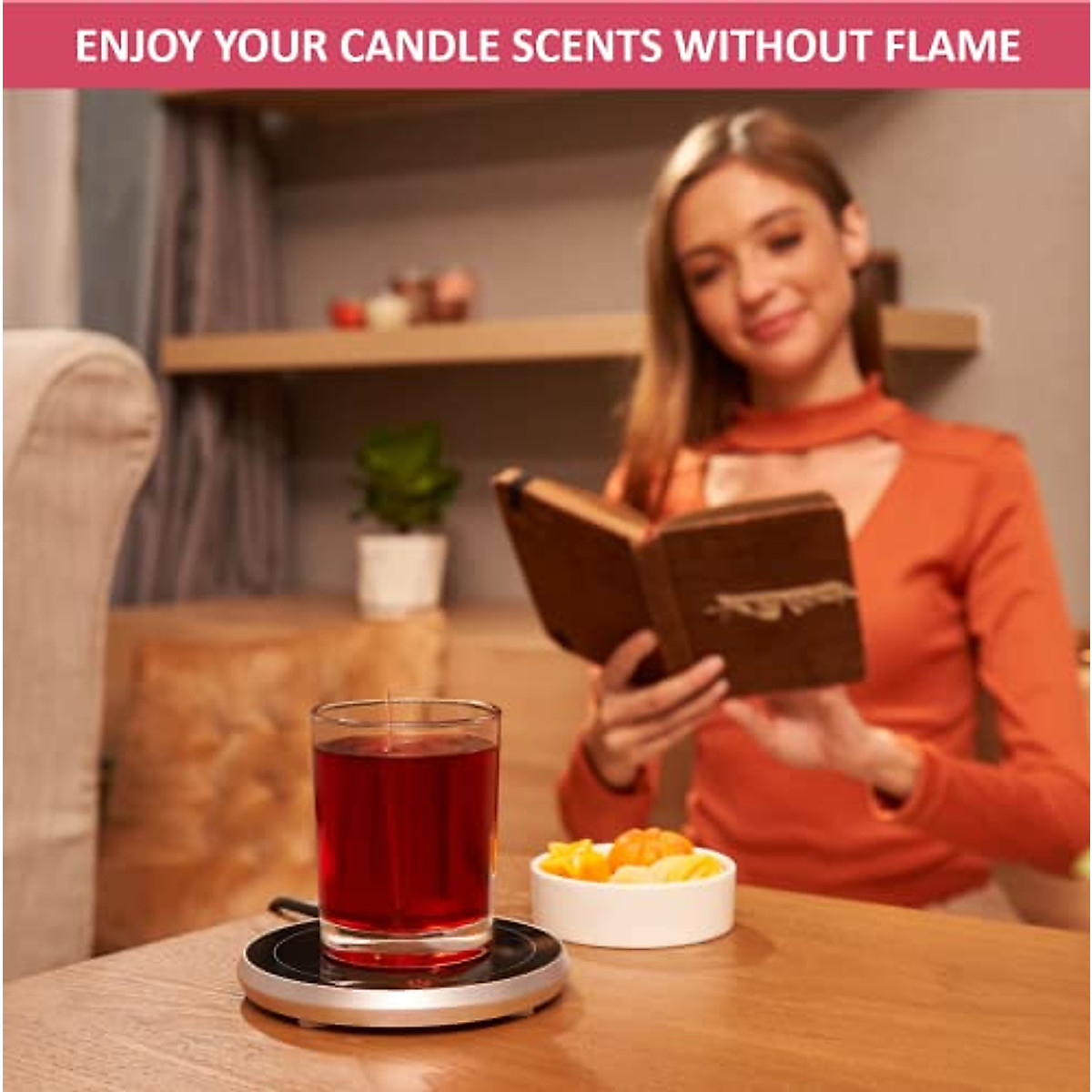 Nouvati Candle Warmer/Mug Warmer/Coffee Warmer for Desk Auto Shut-Off: Excellent Heating, 2 Heating Modes, Safety Features, Sleek Desig& Compact; Tea Warmer (Starlight Silver) 2.0